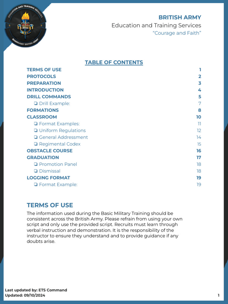 ETS - Basic Military Training Guide | PDF | Regiment | Military Police