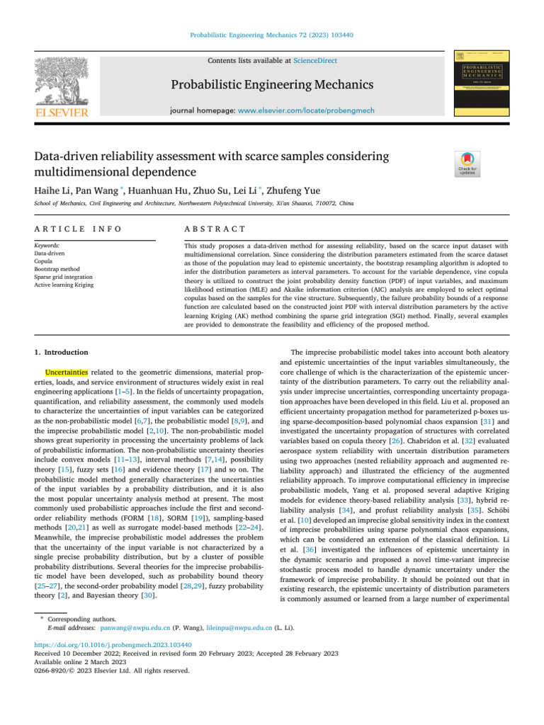 Data-Driven Reliability Assessment With Scarce Samples Considering Multidimensional Dependence ...