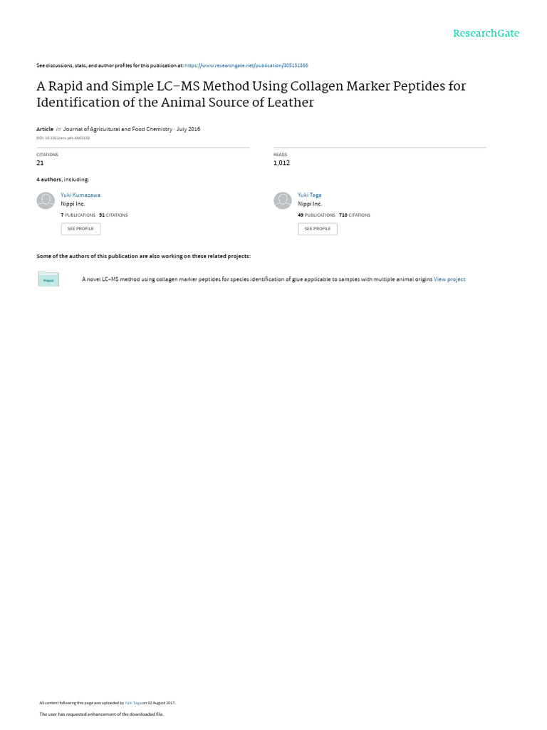 A Rapid and Simple LC-MS Method Using Collagen Marker Peptides For ...