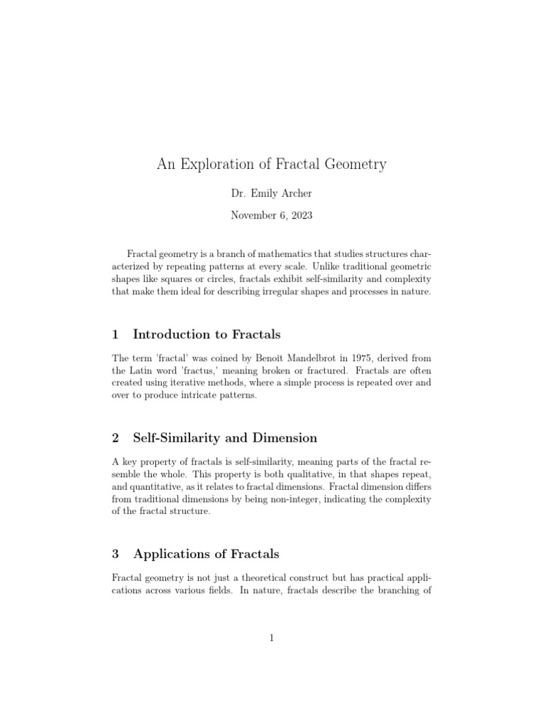 An Exploration of Fractal Geometry | PDF