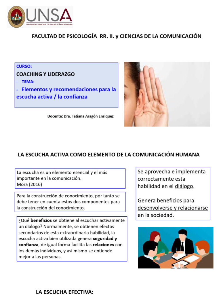 TAE - ESCUCHA ACTIVA - LA CONFIANZA Elementos | PDF | Comunicación | Percepción