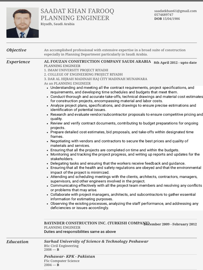 Planning Engineer | PDF | Specification (Technical Standard) | Engineering