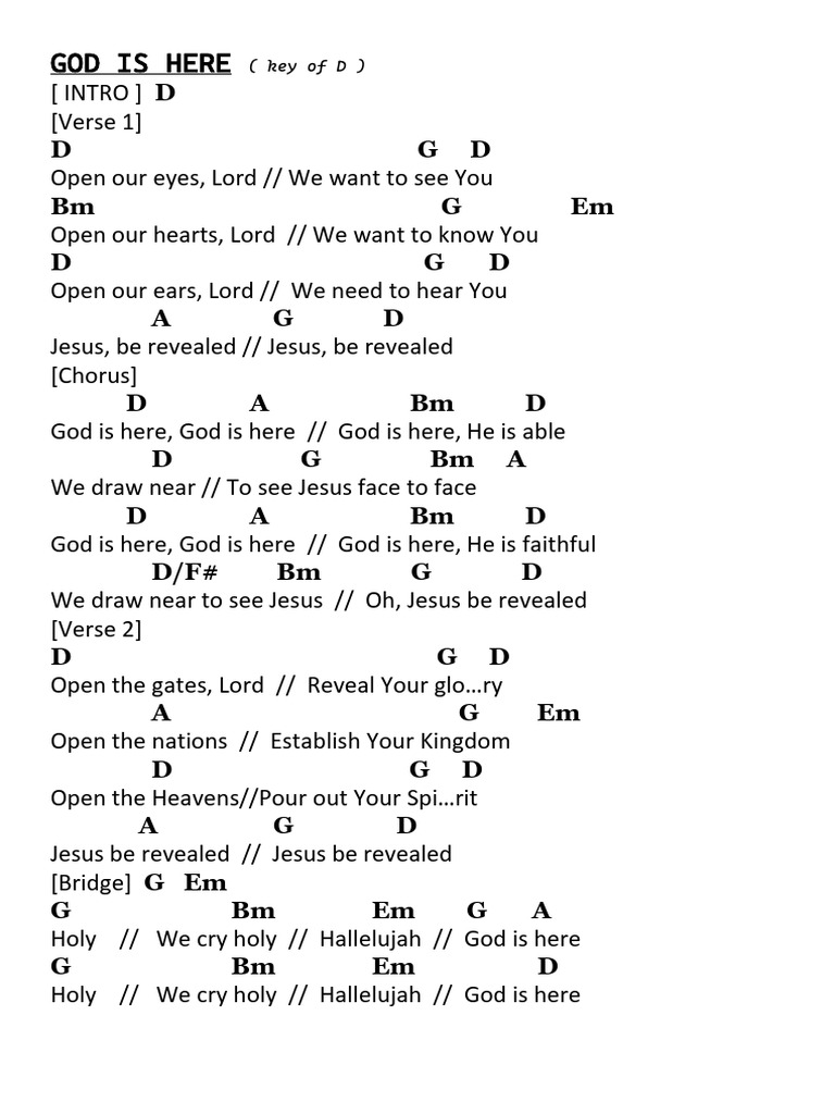 God Is Here Chords and Lyrics | PDF