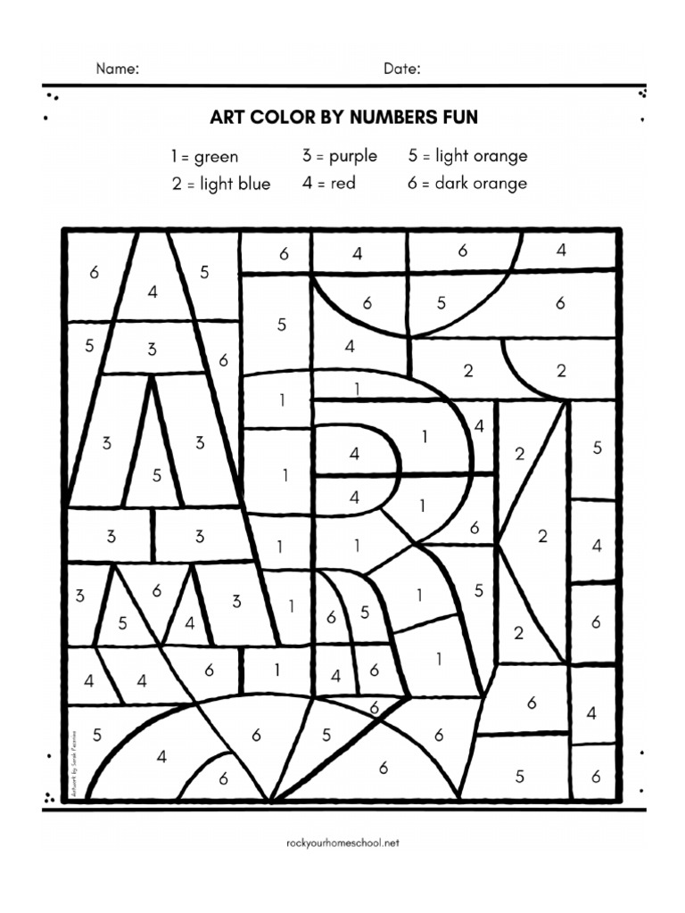Art Color by Number Activities Pack | PDF
