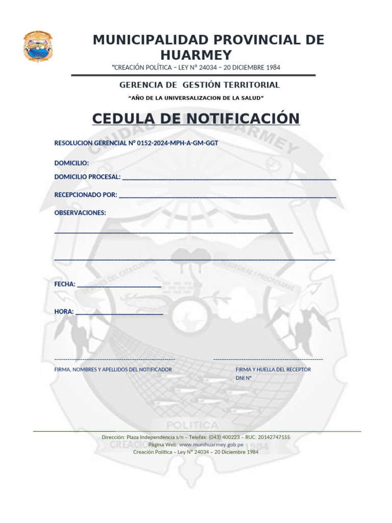 Cedula de Notificación | PDF