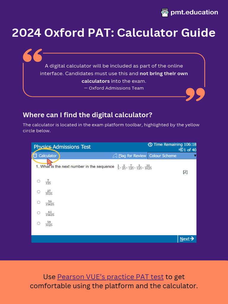 2024 Oxford PAT Calculator Guide | PDF | Calculator | Software