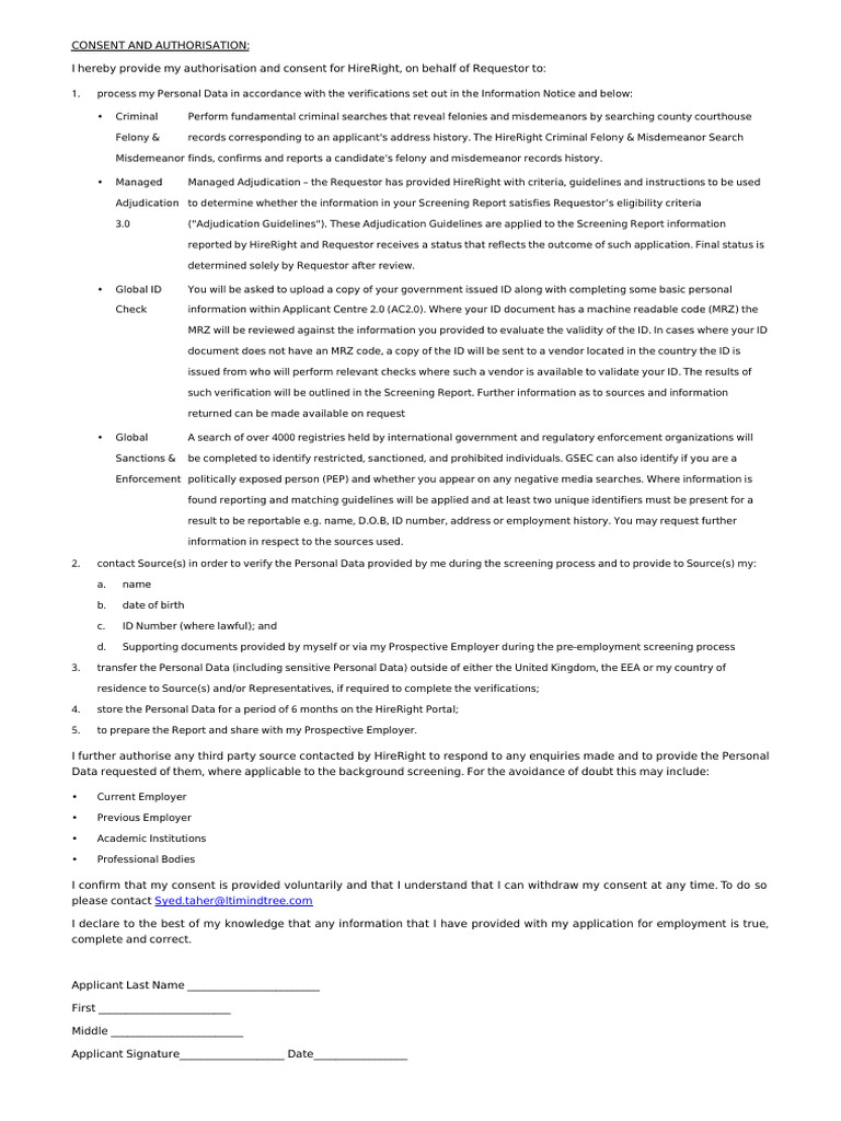 Unsigned Document | PDF | Background Check