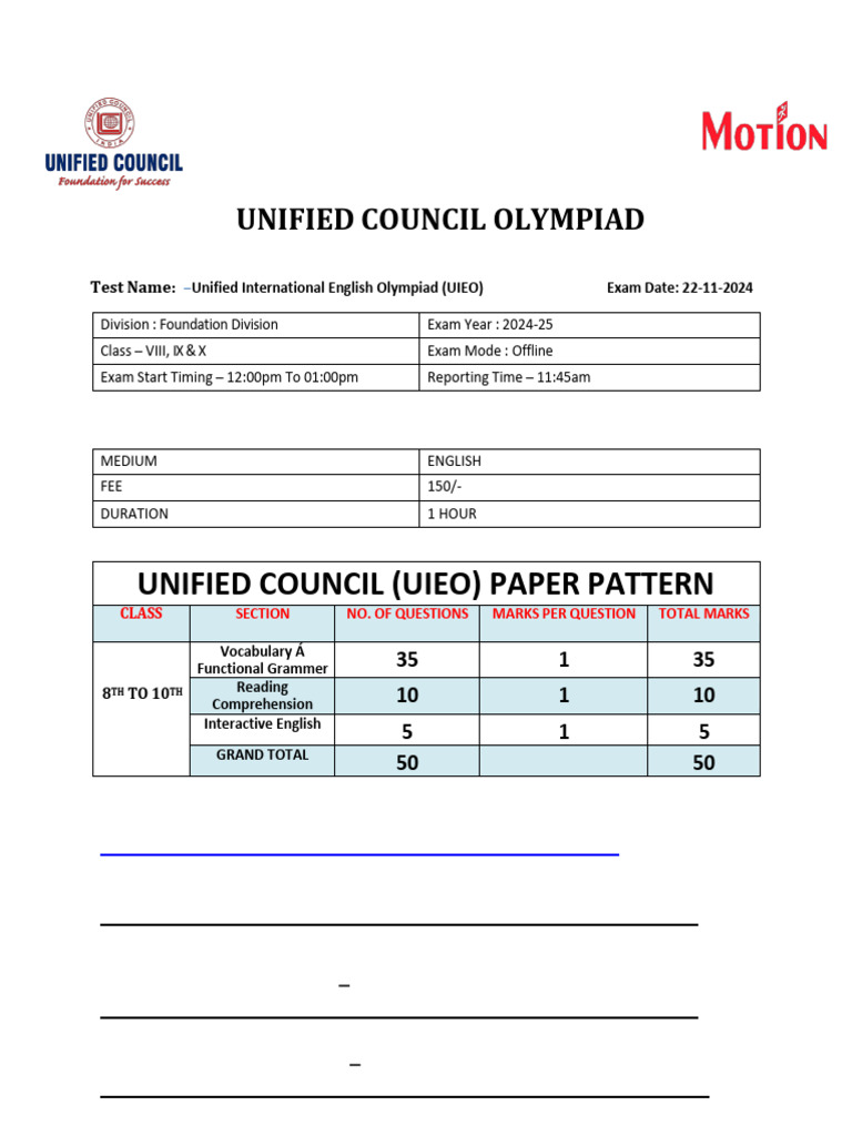 Unified Council (UIEO) Exam Notice | PDF