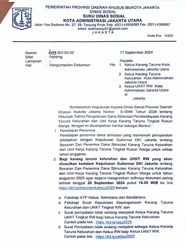 Surat Pengumpulan Berkas Pengajuan | PDF