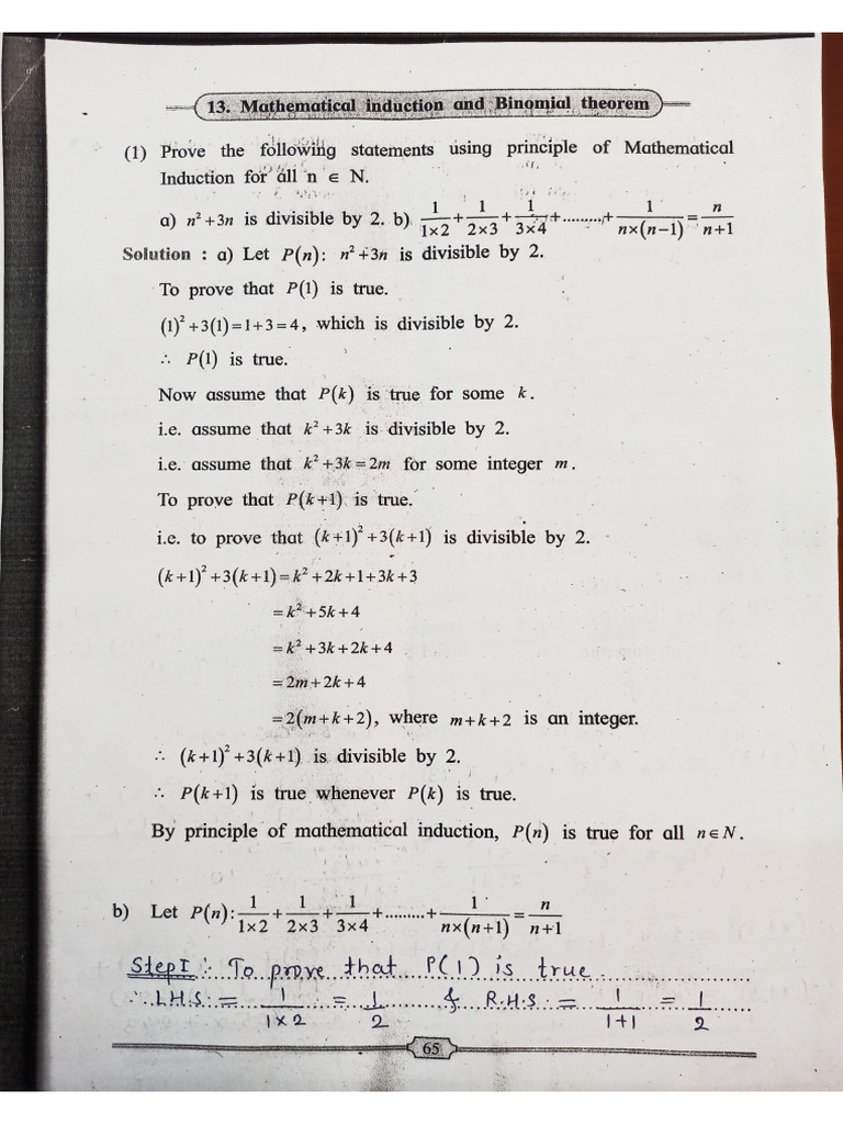 Mathematical Induction & Binomial Theorem Practical | PDF