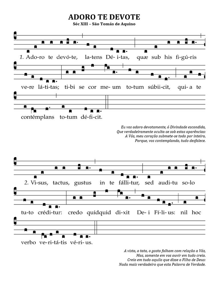 Adoro Te Devote - Gregoriano - Partitura | PDF