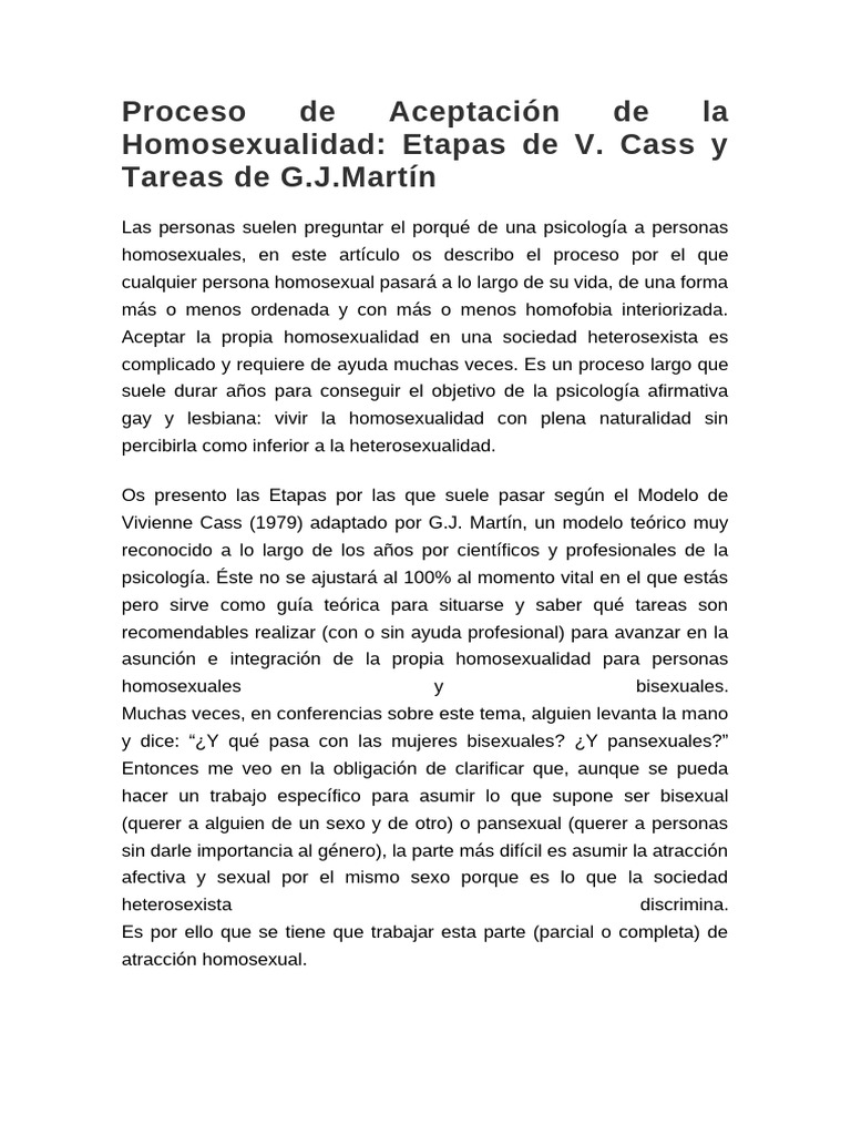 Proceso de Aceptación de La Homosexualidad | PDF | Homosexualidad ...