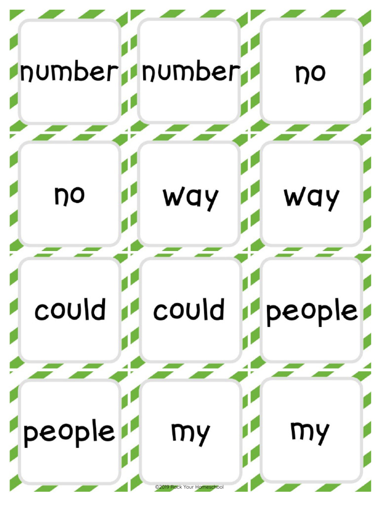 Sight Words Memory Game Fry Words 4-100 | PDF