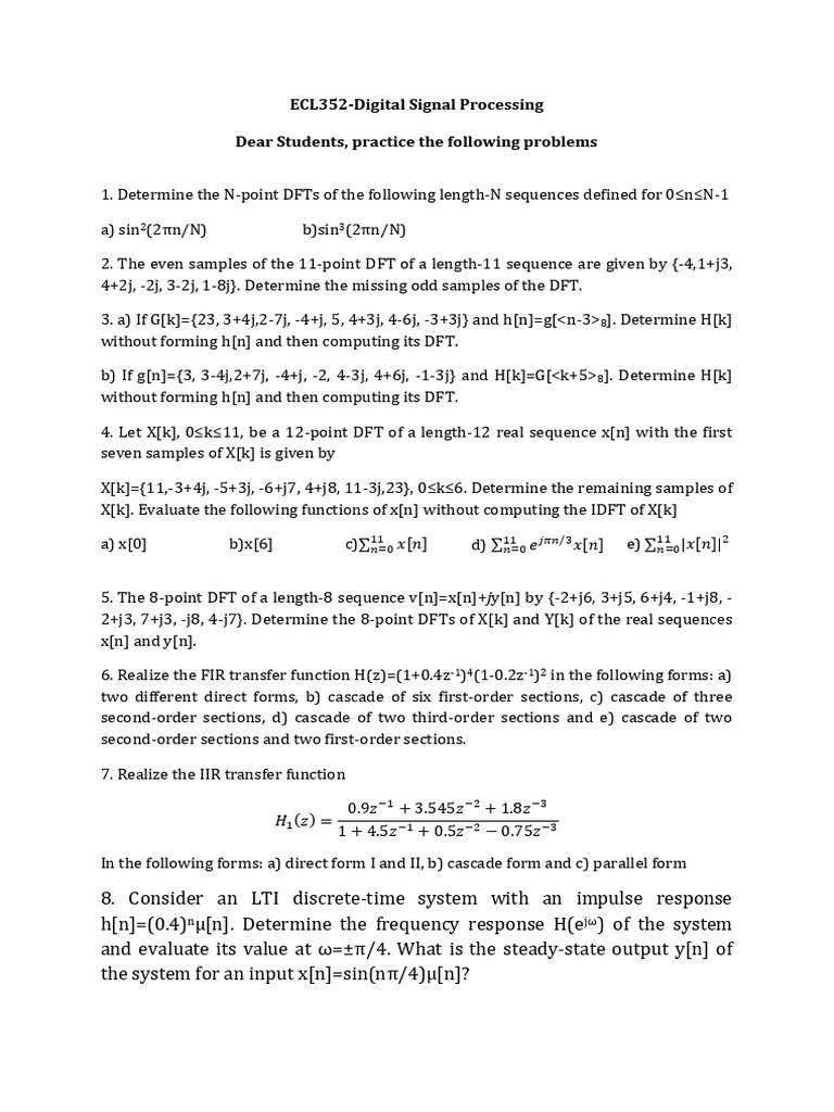 Problem_Set1_2024 | PDF | Discrete Fourier Transform | Signal Processing