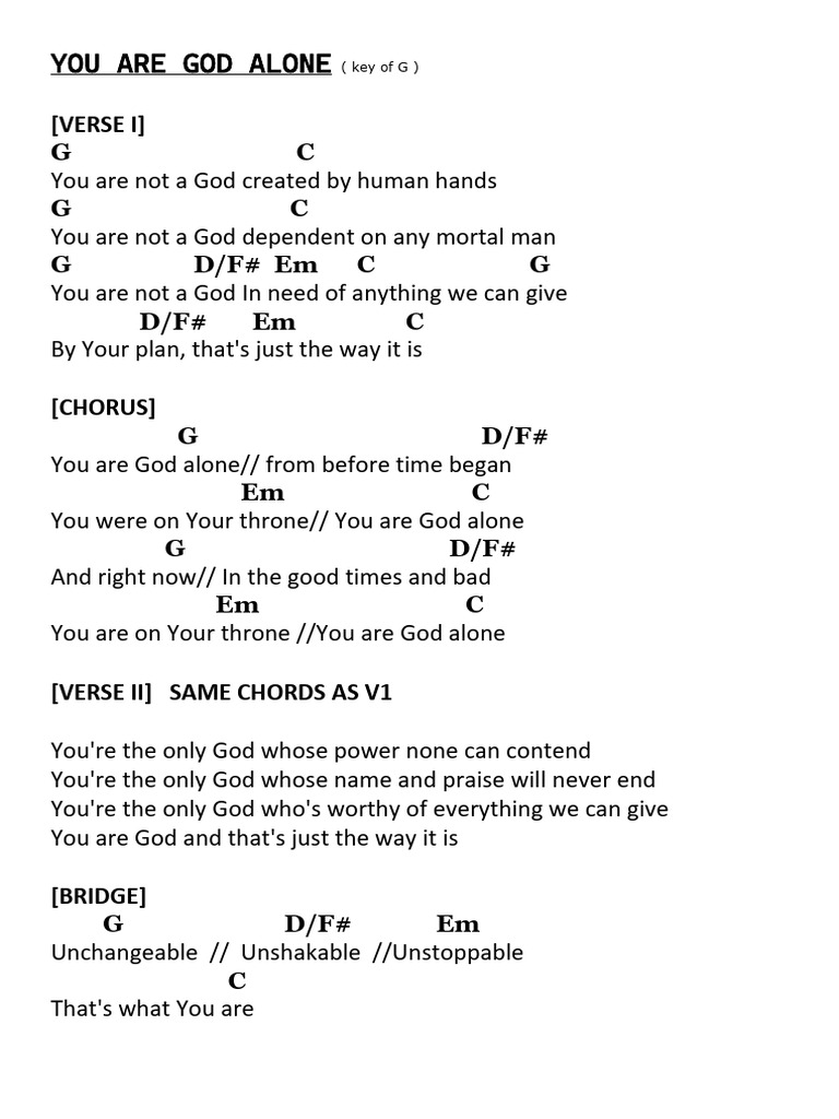 YOU ARE GOD ALONE (Chords and Lyrics) | PDF