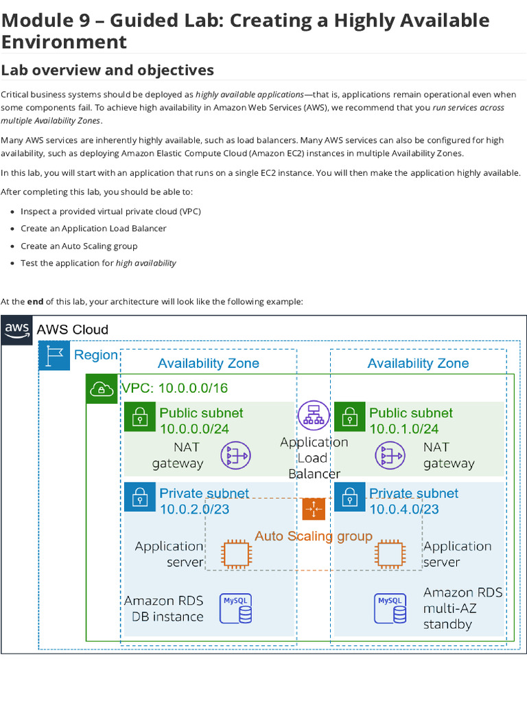 Module 9 - Guided Lab - Creating A Highly Available Environment | PDF | Internet Standards ...