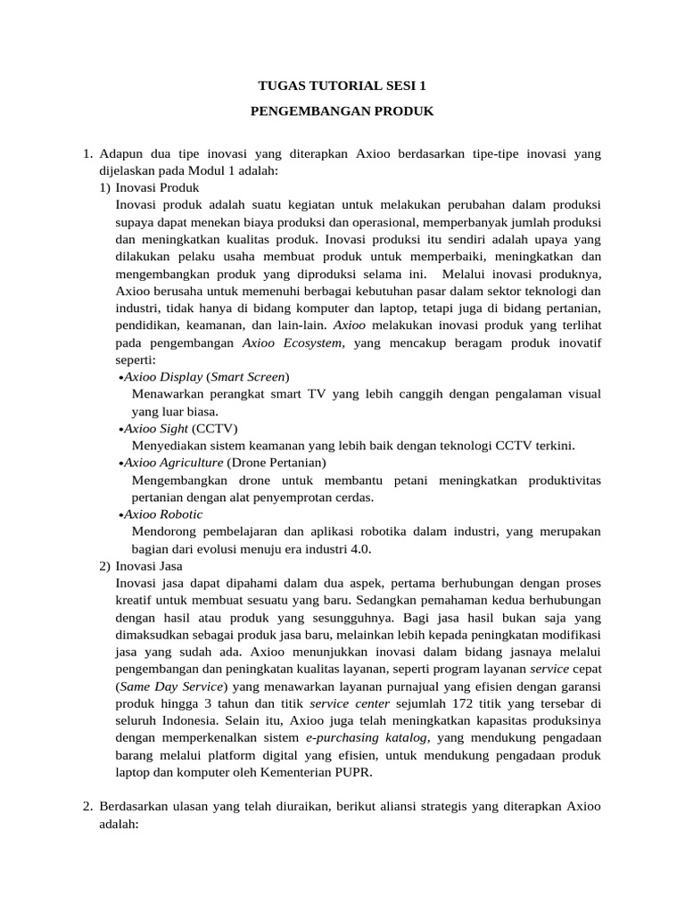 Inovasi Produk dan Jasa Axioo 2023 | PDF