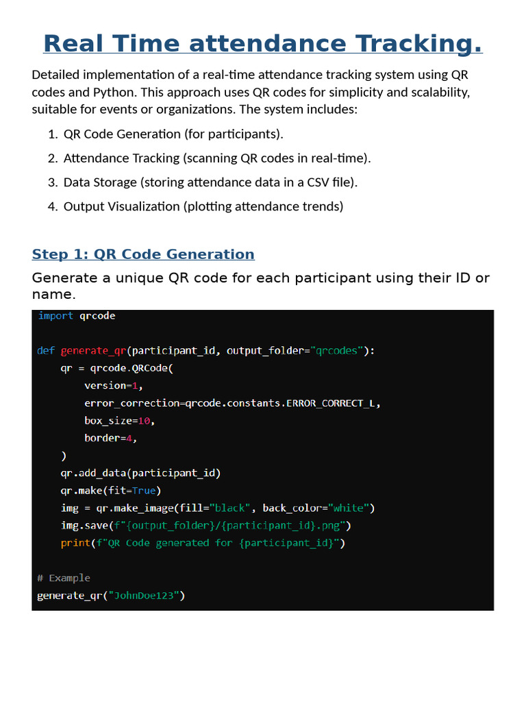 Real Time Attendance Tracking | PDF