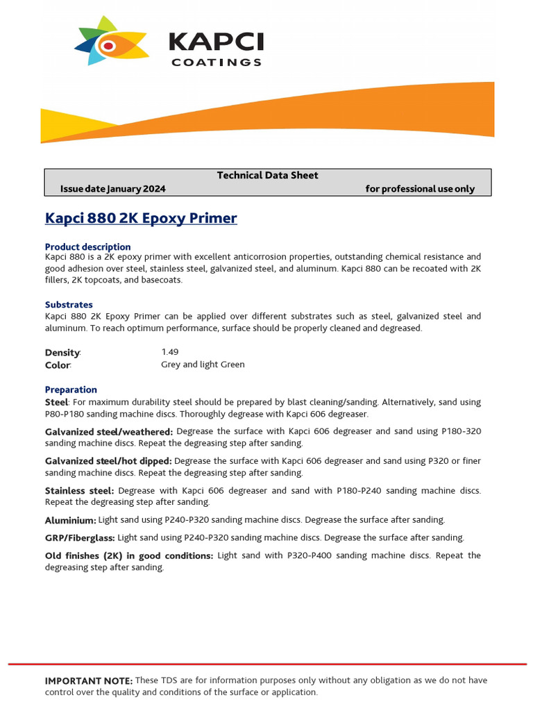 Kapci 880 2K Epoxy Primer | PDF | Building Engineering | Materials