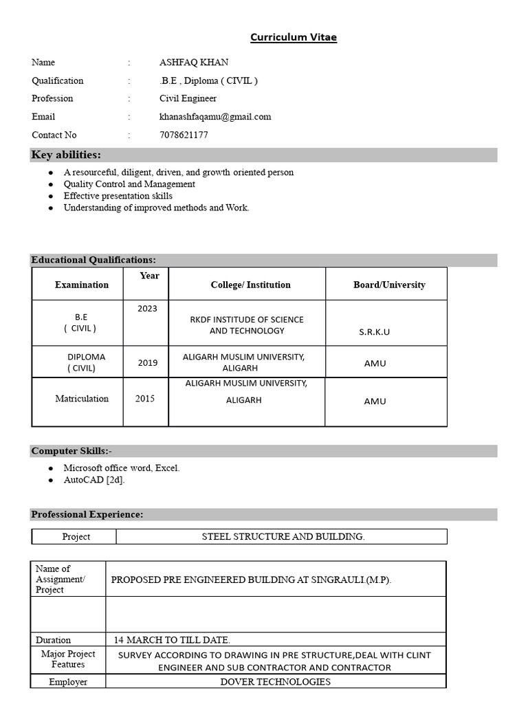 ASHFAQ CV | PDF | Business