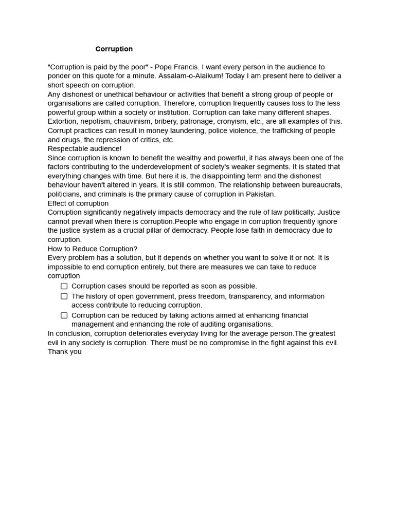Understanding and Combating Corruption | PDF