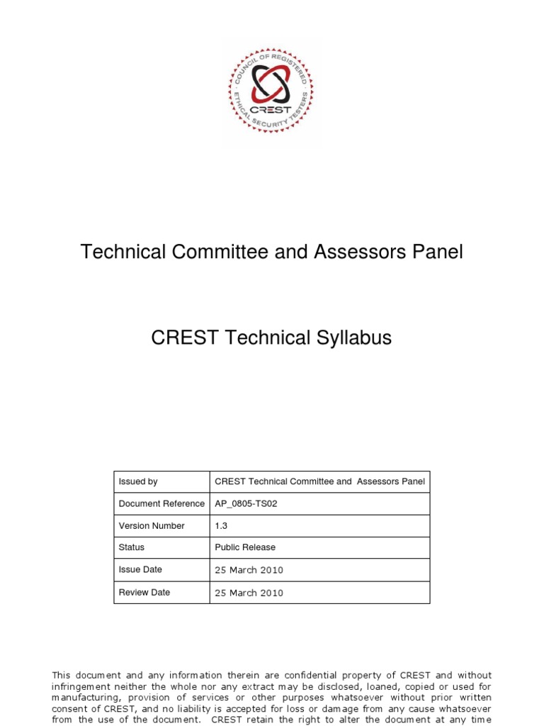 Crest Technical Syllabus v1 3 | PDF | Professional Certification | Test ... Crest Technical Syllabus v1 3 | PDF | Professional Certification | Test ...