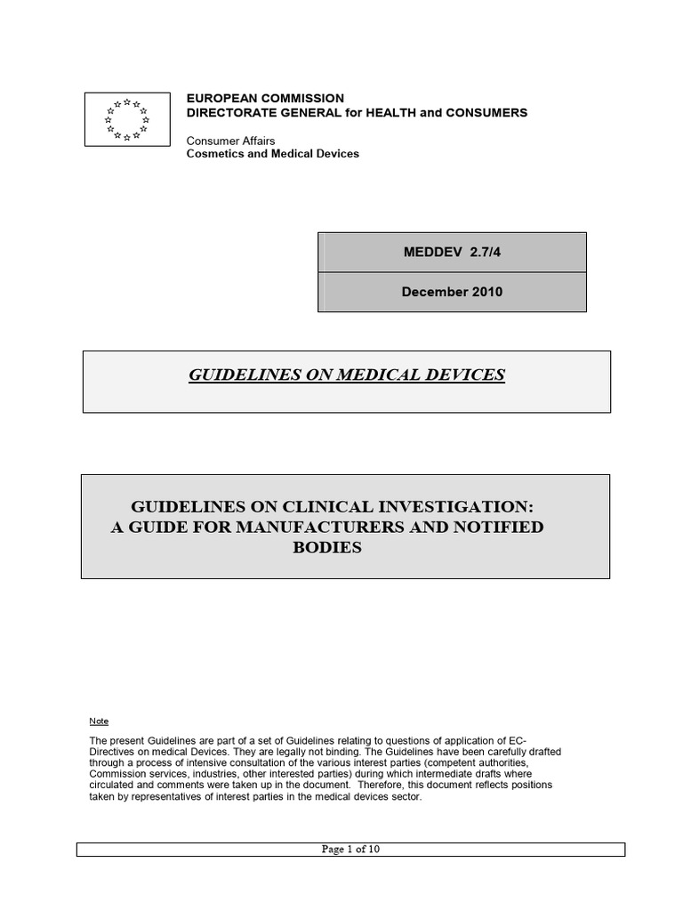 2010 - MEDDEV 2 - 7 - 4 - en Clinical Investigation - Guide For ...