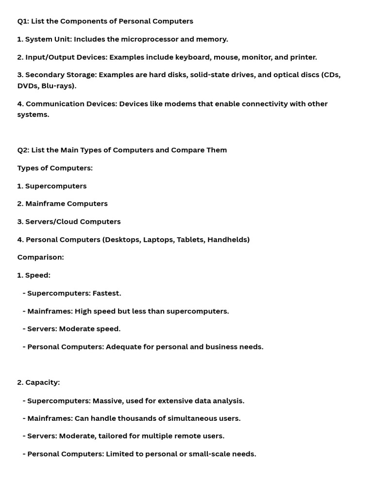 Computer Types & Components Guide | PDF