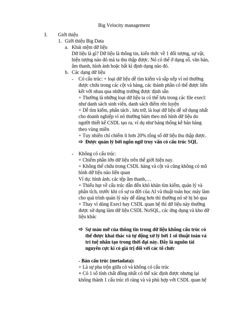 Big Velocity Management | PDF