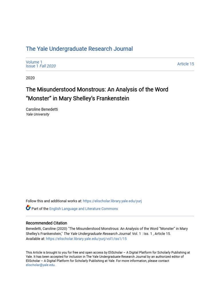 Character Analysis of The Monster | PDF | Frankenstein | Monsters