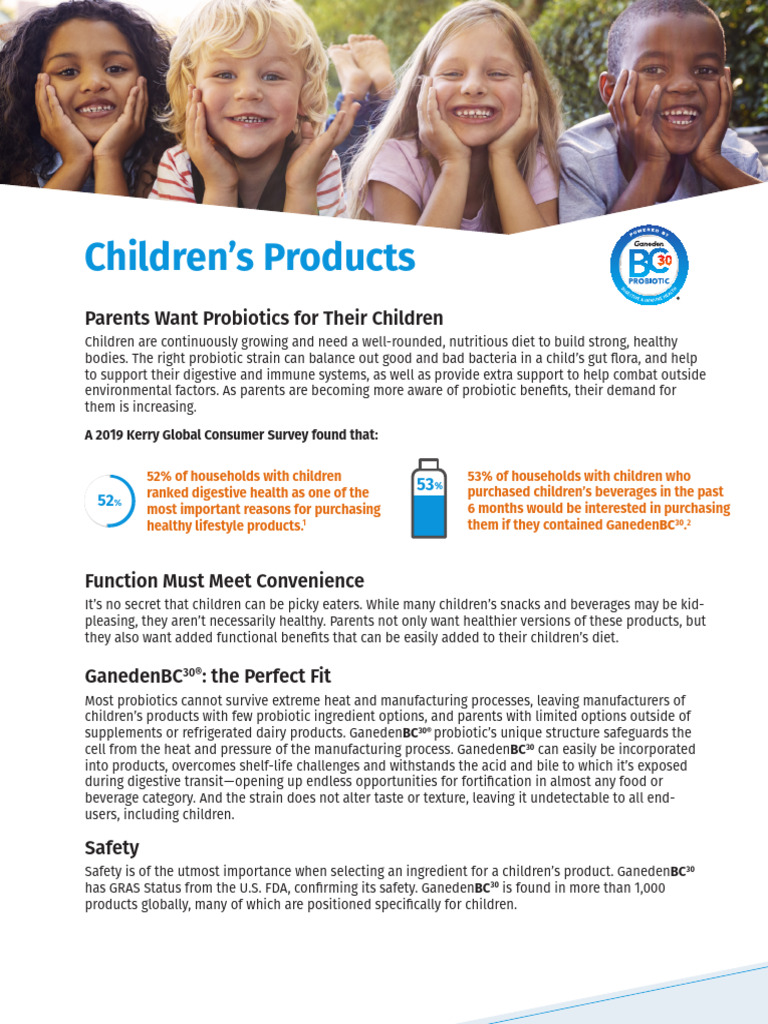 GanedenBC30 in Children's Products | PDF | Probiotic