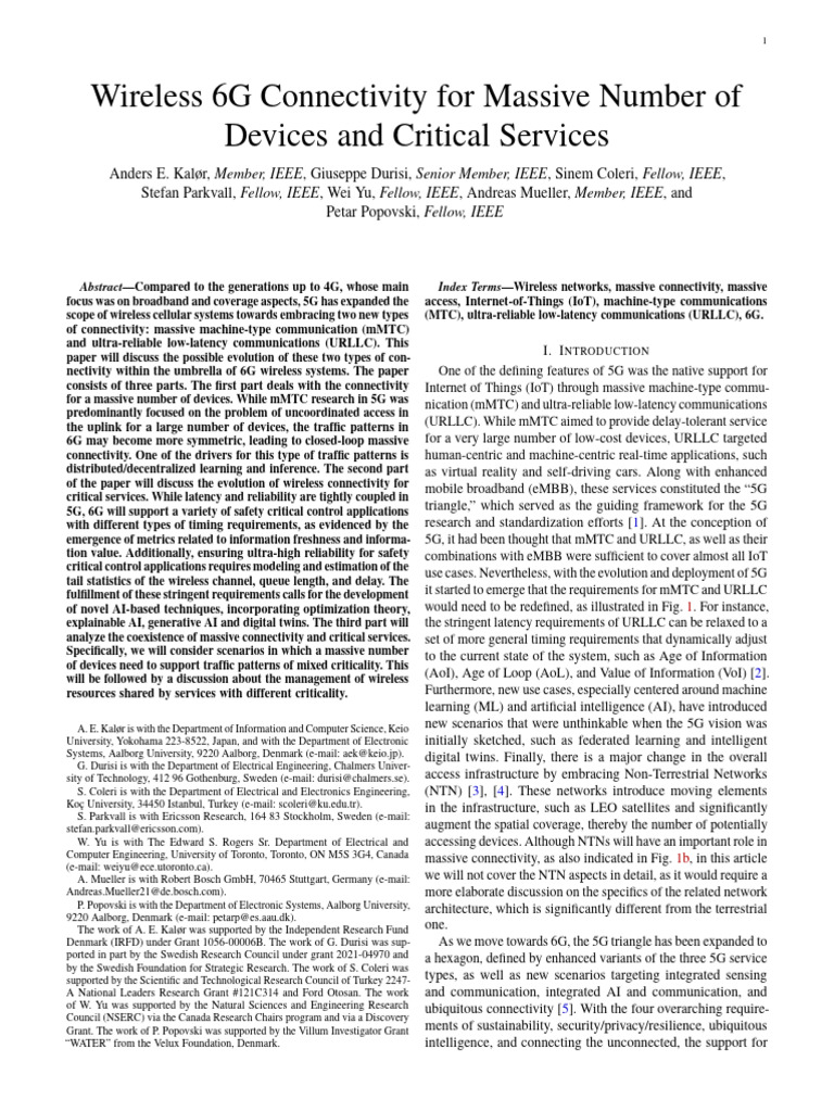 Wireless 6G Connectivity For Massive Number of Devices and Critical ...