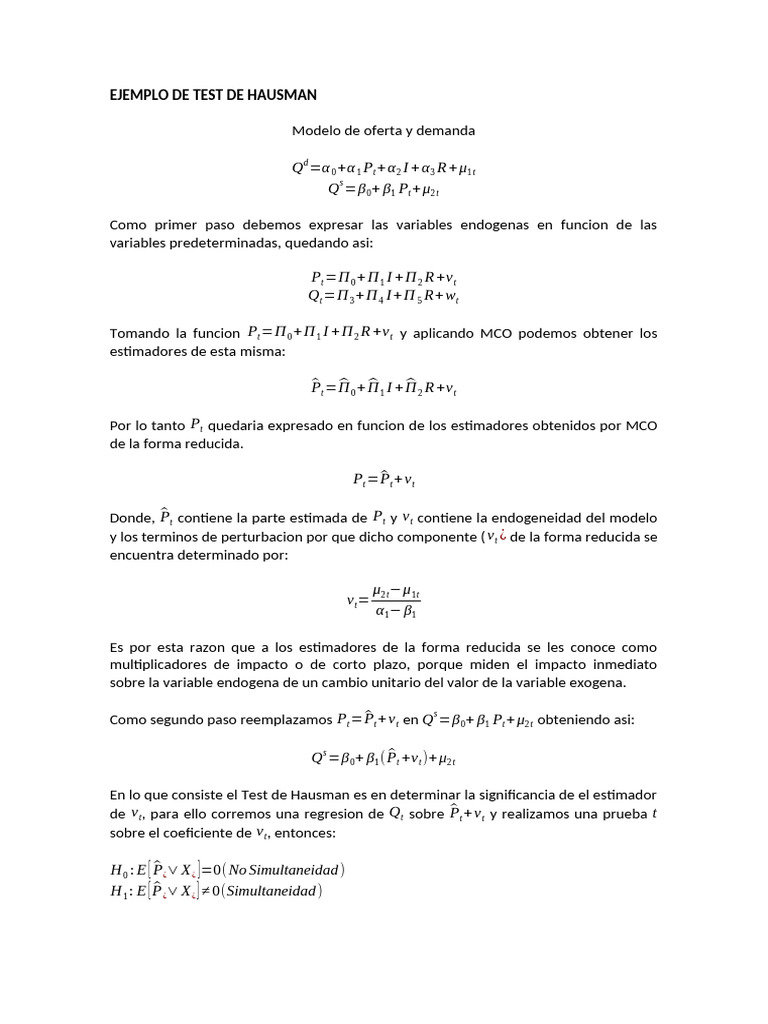 Ejemplo de Test de Hausman | PDF | Mínimos cuadrados ordinarios ...