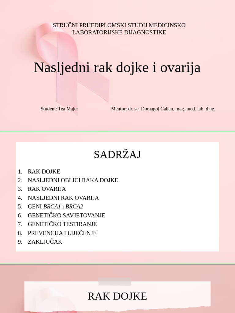 Nasljedni Rak Dojke I Ovarija - Prezentacija | PDF