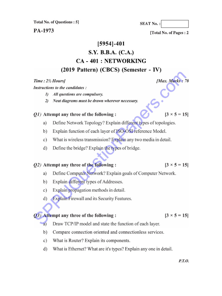 Commerce Bba-Ca Semester-4 2022 November Networking-2019-Pattern | PDF