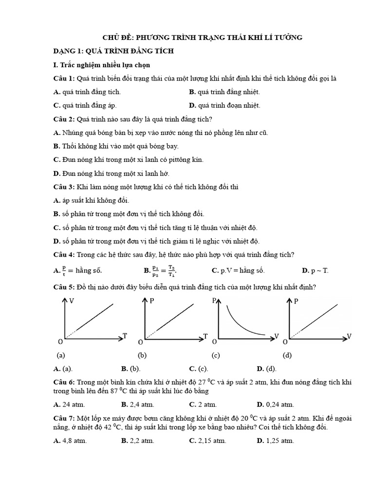 Phuong Trinh Trang Thai Khi Li Tuong | PDF