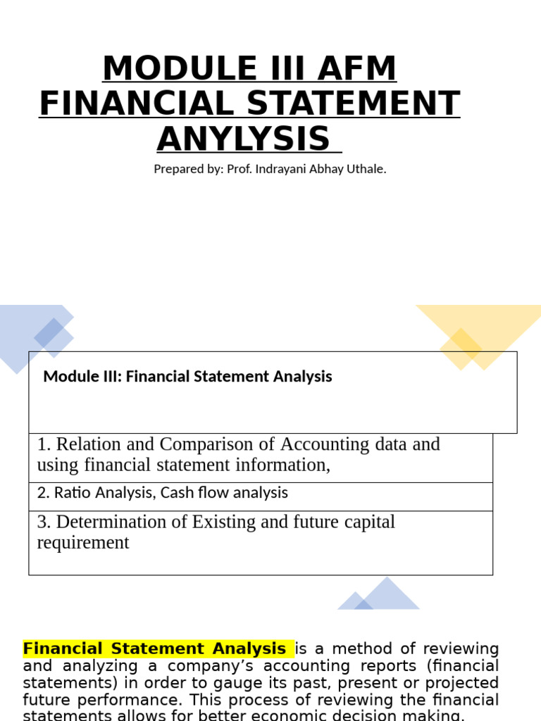 Afm Module 3 Sem I Mba | PDF | Financial Statement | Banks