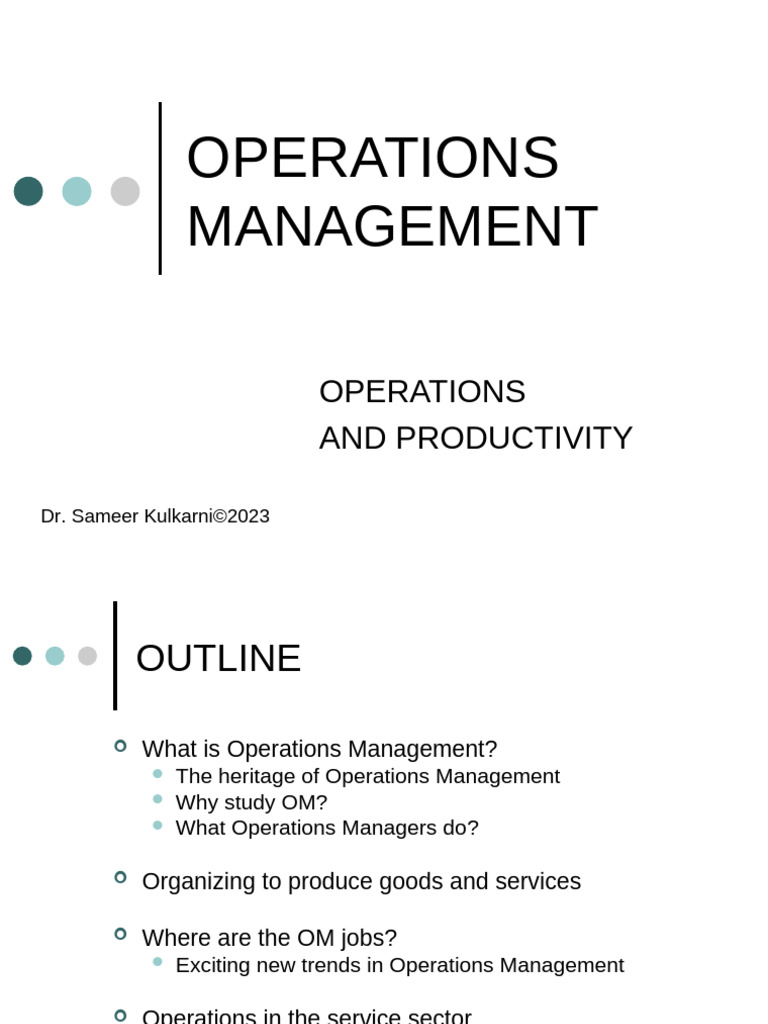Operations Management Overview | PDF | Operations Management | Goods
