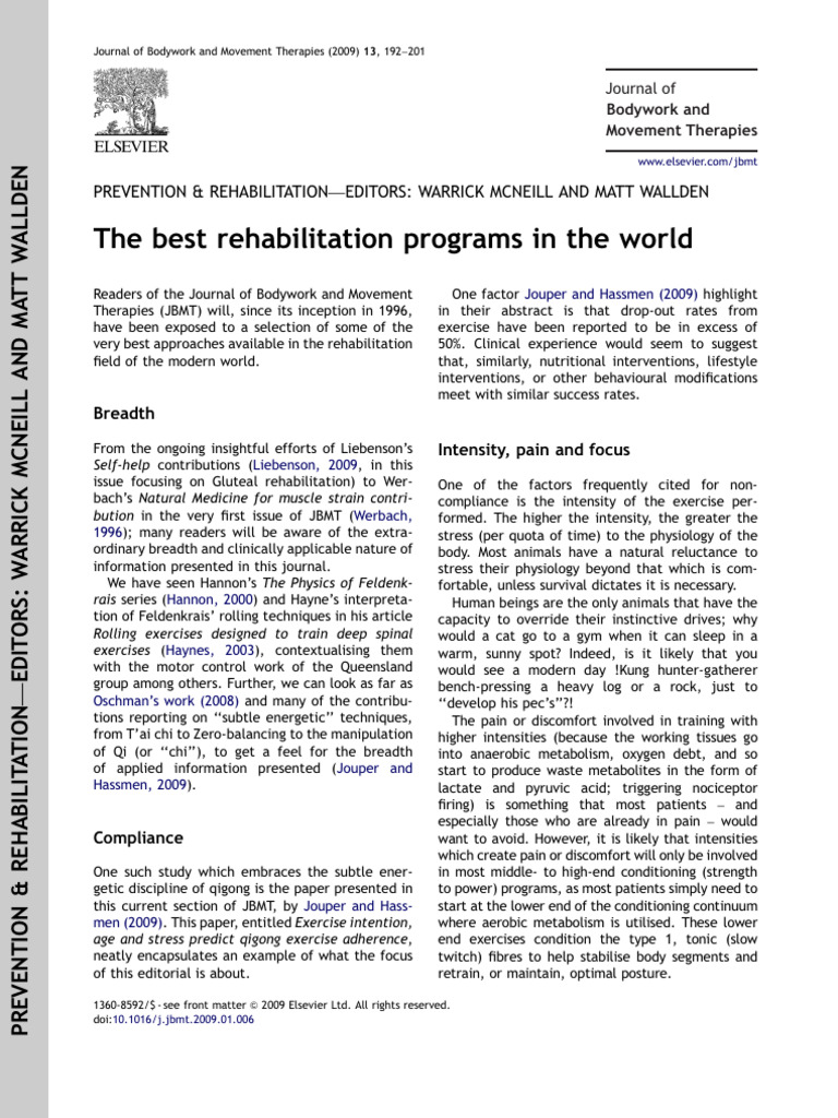 The Best Rehabilitation Programs in The World Yjbm | PDF | Stress ...