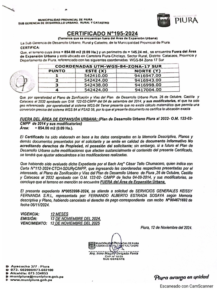 Certificado de Zonificacion n195 | PDF