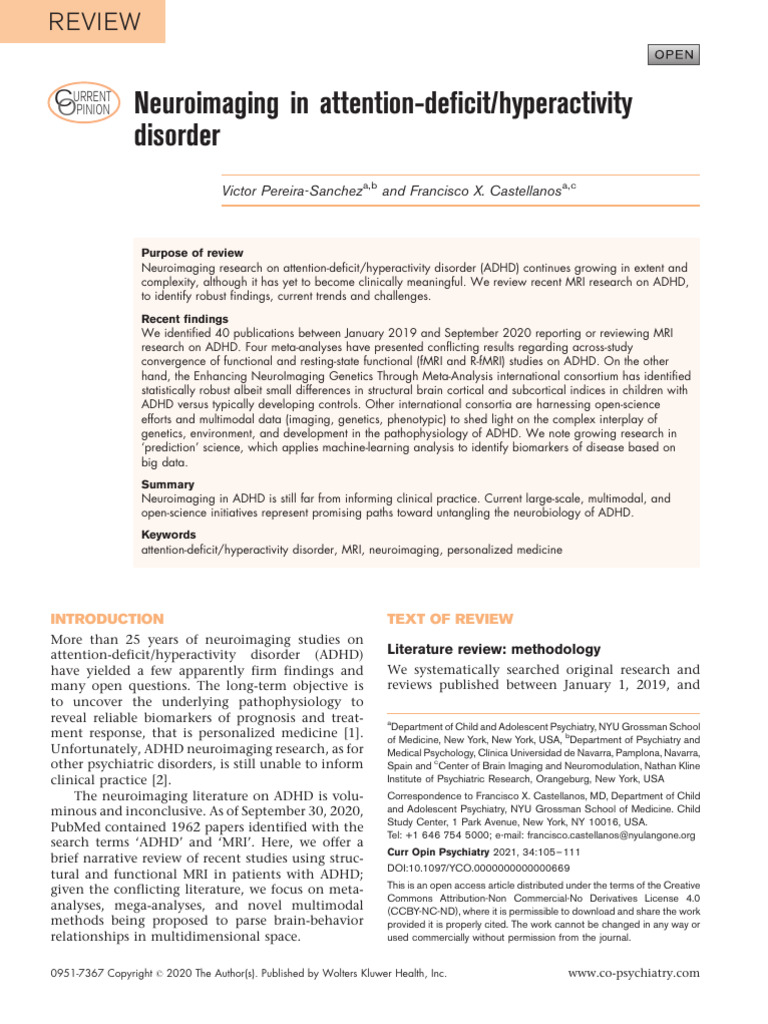 Neuroimaging in Attention Deficit Hyperactivity | PDF | Attention ...