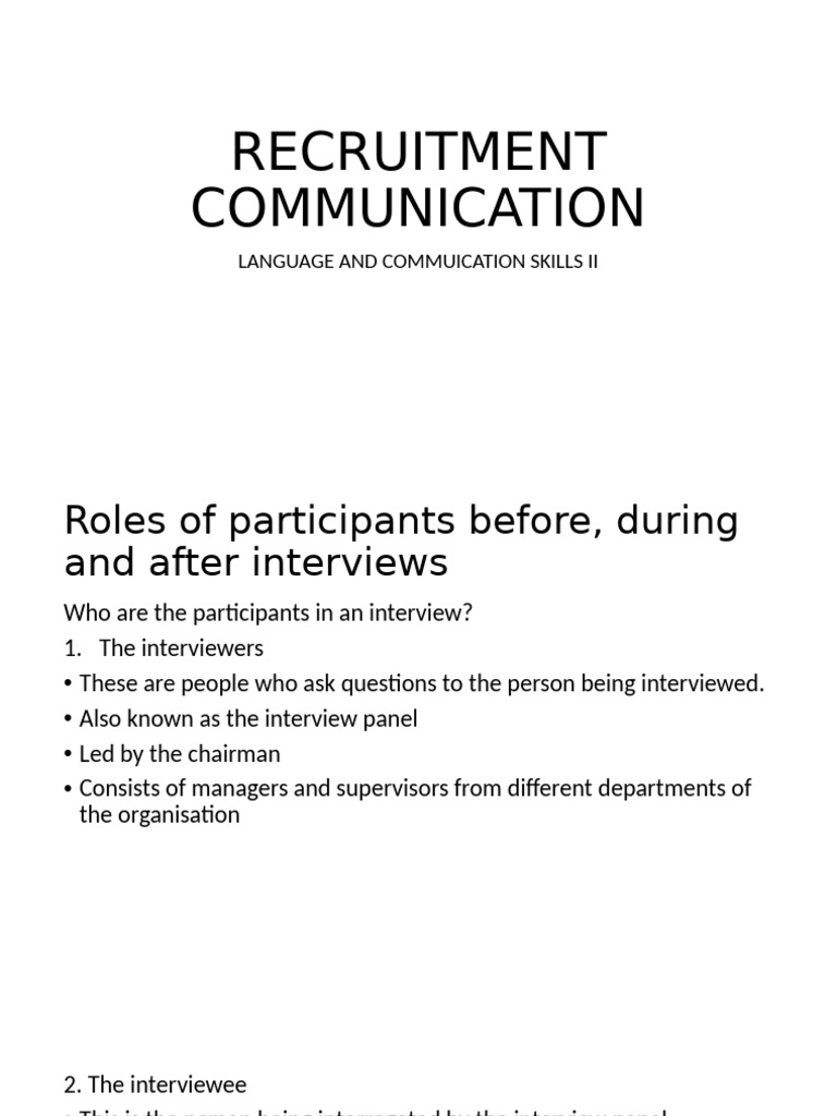 Recruitment Communication 2 | PDF | Interview | Recruitment