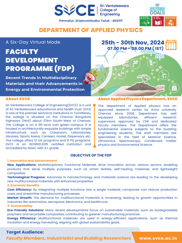 Six Day FDP On Recent Trends in Multidisciplinary Materials-2024 | PDF ...