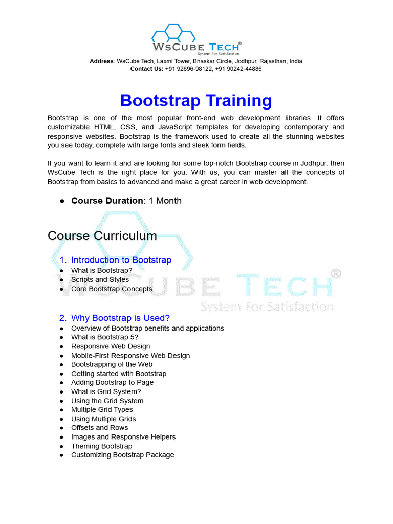 WsCube Tech Bootstrap Training | PDF | Bootstrap (Front End Framework) | Software