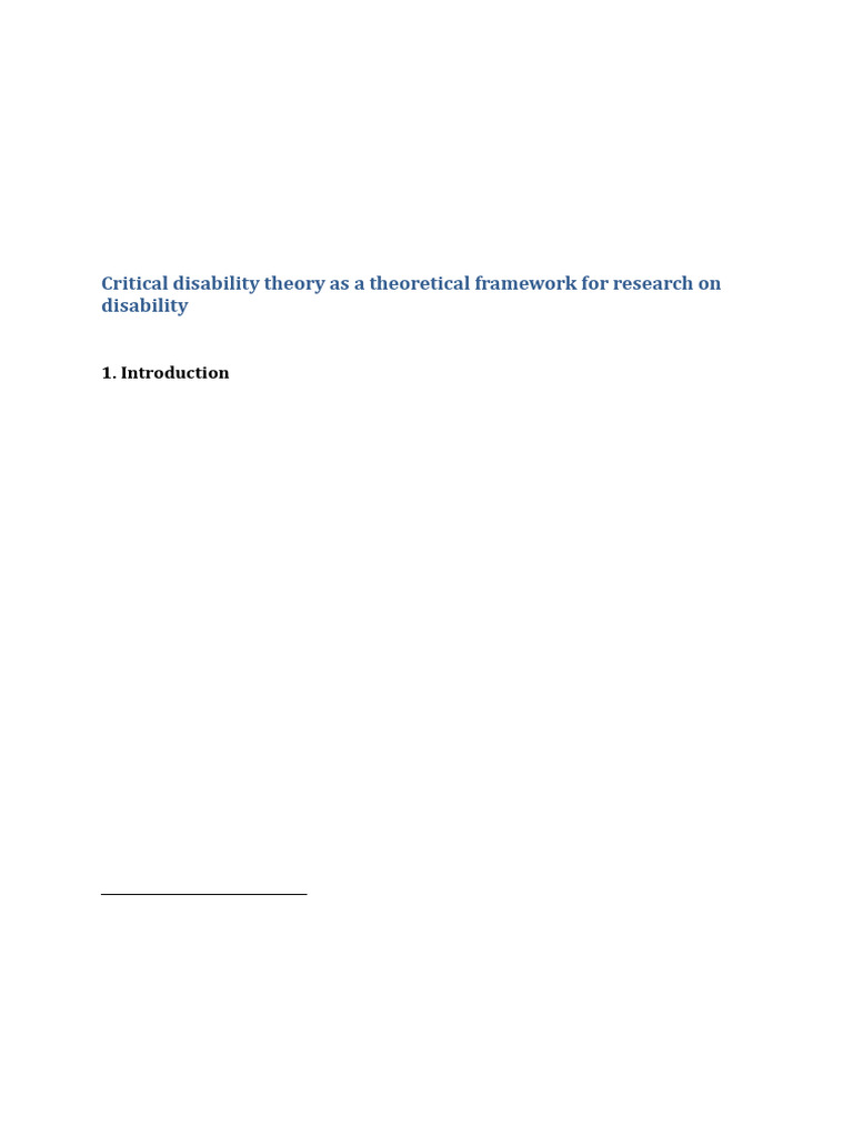 Critical Disability Theory Framework | PDF | Sociology | Disability