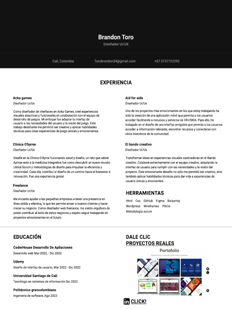 CVBRANDONTOROR | PDF | Interfaces gráficas de usuario | Diseño
