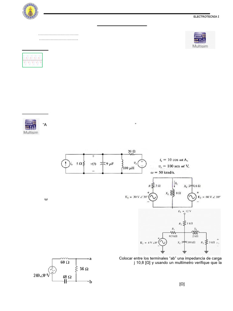 Simulación de Circuitos RLC en Multisim | PDF | Red eléctrica ...