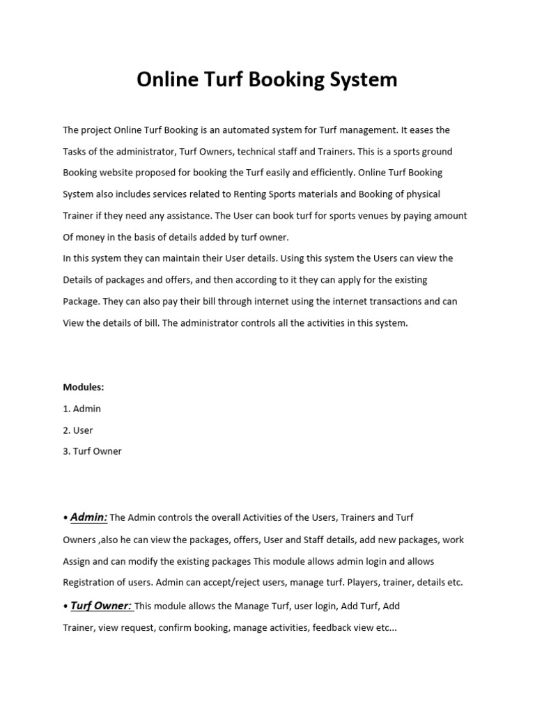 Turf Booking | PDF