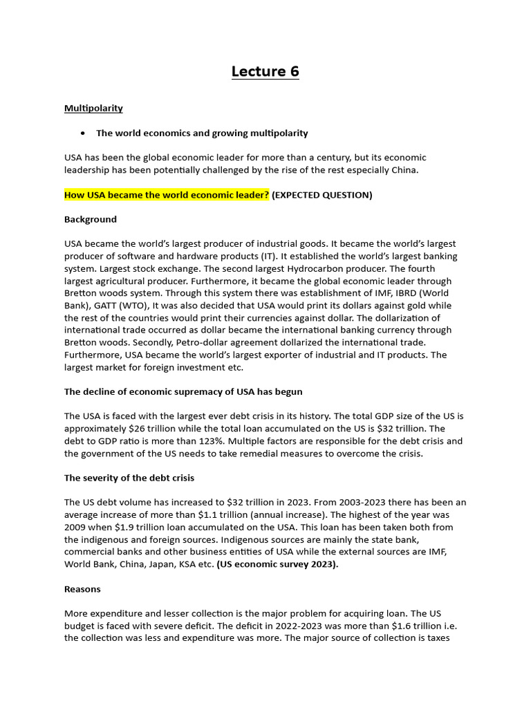 I Am Sharing 'CA.... Multipolarity ' With You | PDF | Government Budget ...