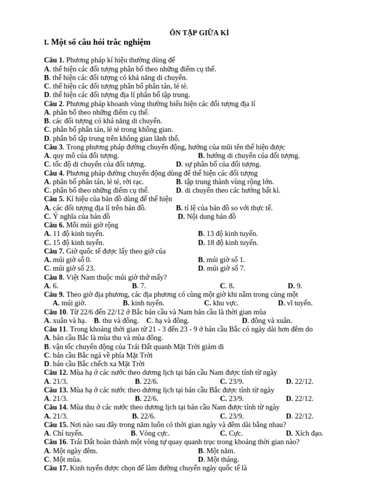 ÔN TẬP GKI KHỐI 10 | PDF